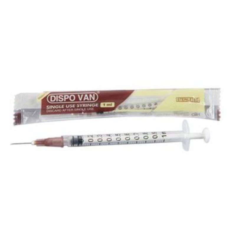 Dispovan - 1ml Syringe Tuberculin with Needle 26G x 1/2inch - Box of ...