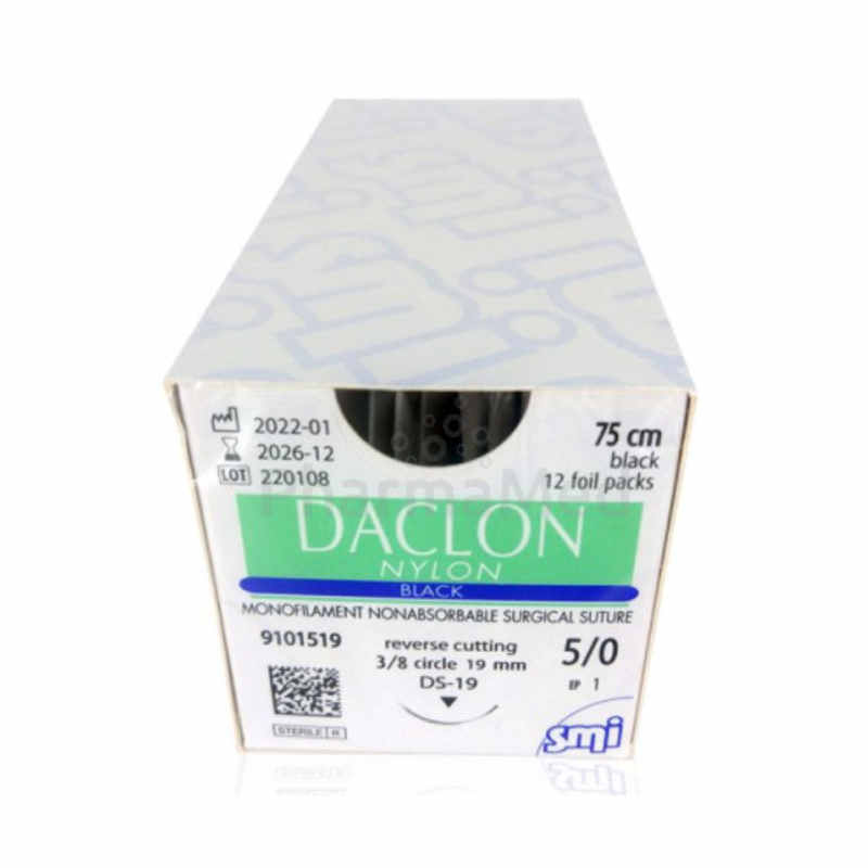 DACLON Nylon Suture Black 5/0 75cm DS-19 19mm - Box/12 | Medical Trade ...